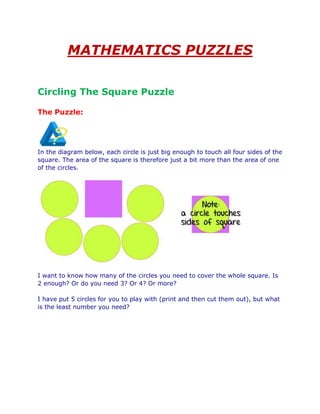 Mathematics Puzzles | DOCX