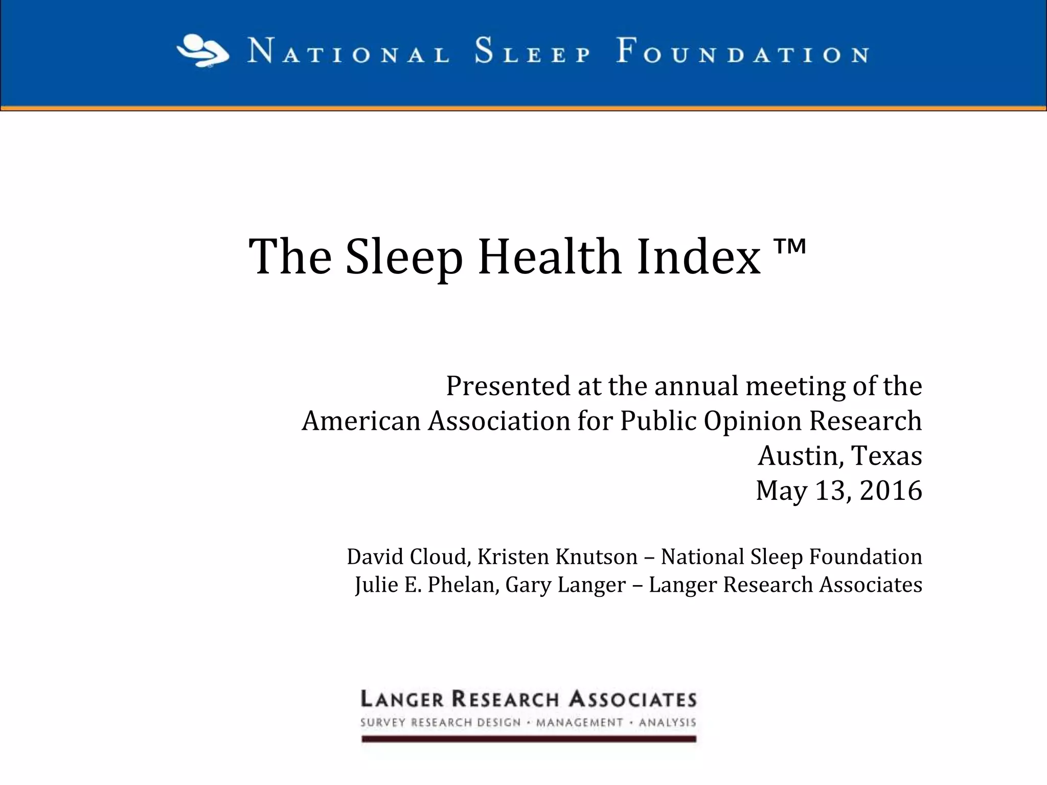 The Sleep Health Index | PPTX