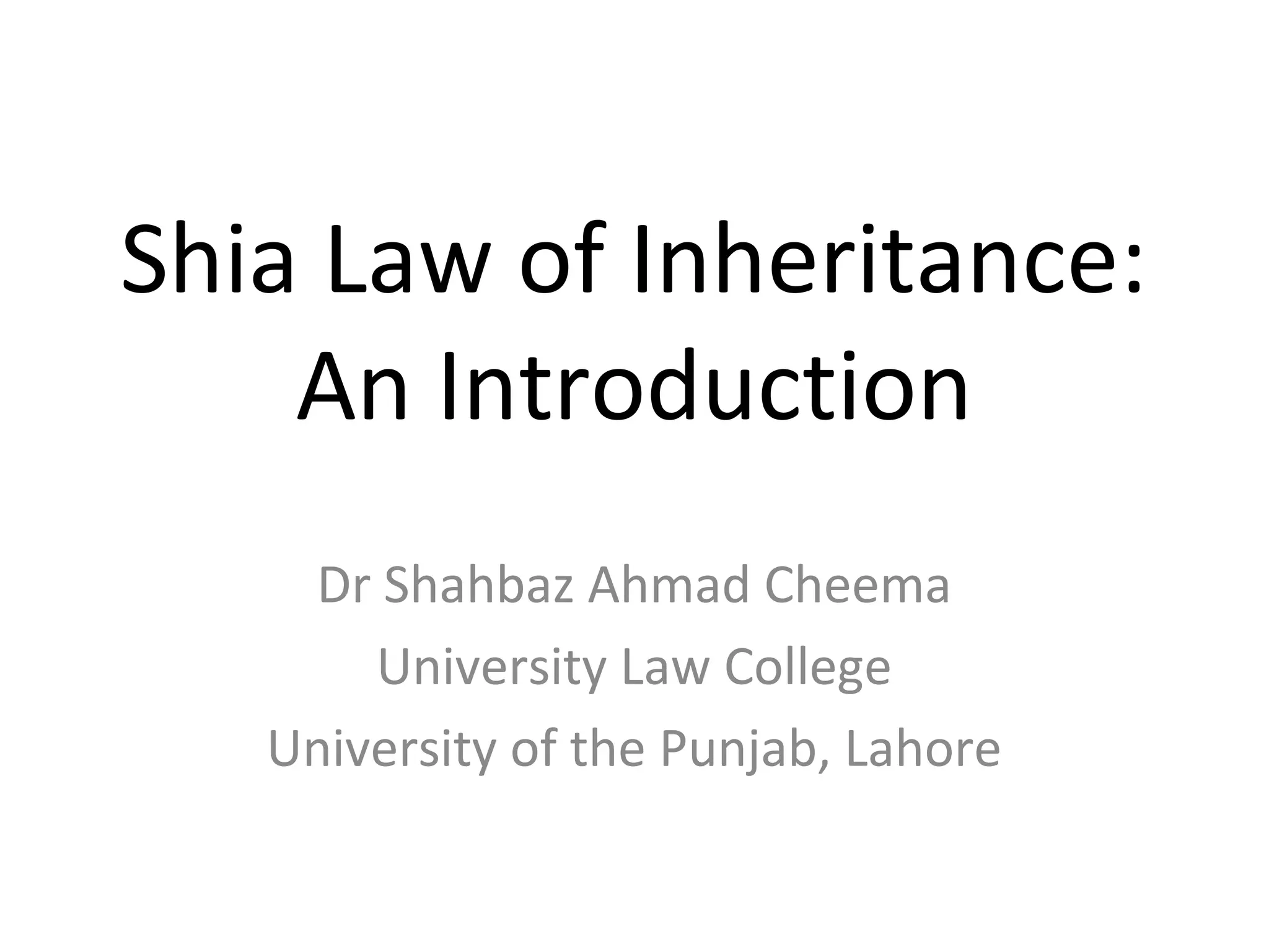Shia Law of Inheritance | PPT