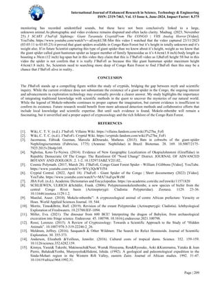 Evaluation and Identification of J'BaFofi the Giant Spider of Congo and Mokele-Mbembe in Congo ...