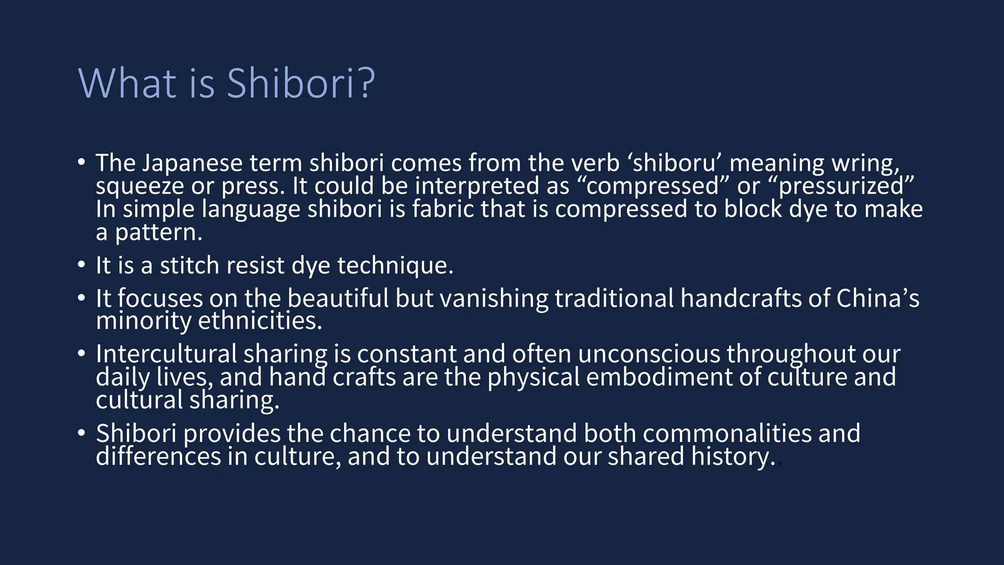 Shibori workshop presentation by Elizabeth Burton and Emily Brookes | PDF
