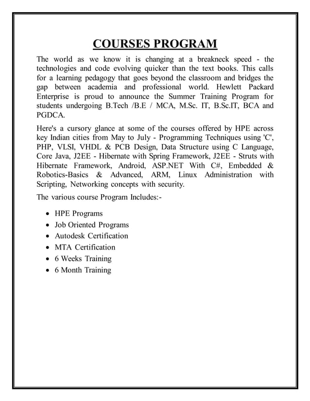 Training report of C language | DOCX | Web Development | Internet