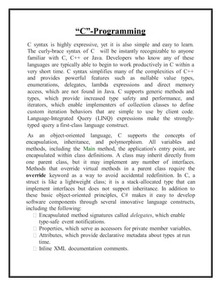 Training report of C language | DOCX