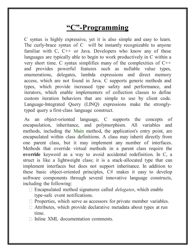 Training report of C language | DOCX | Web Development | Internet