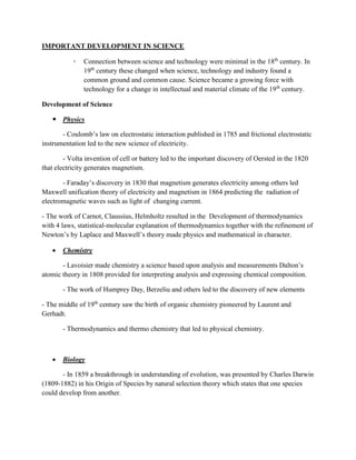 SCIENCE DEVELOPMENTS DURING 18TH AND 19TH CENTURY | DOCX