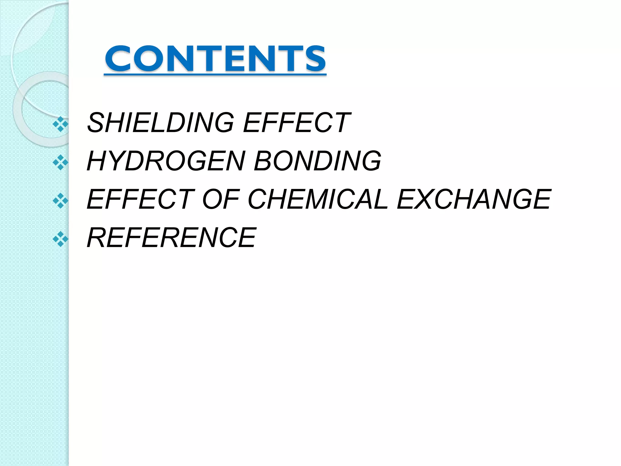 Shielding effect,effect of chemical exchange,hydrogen bonding | PDF