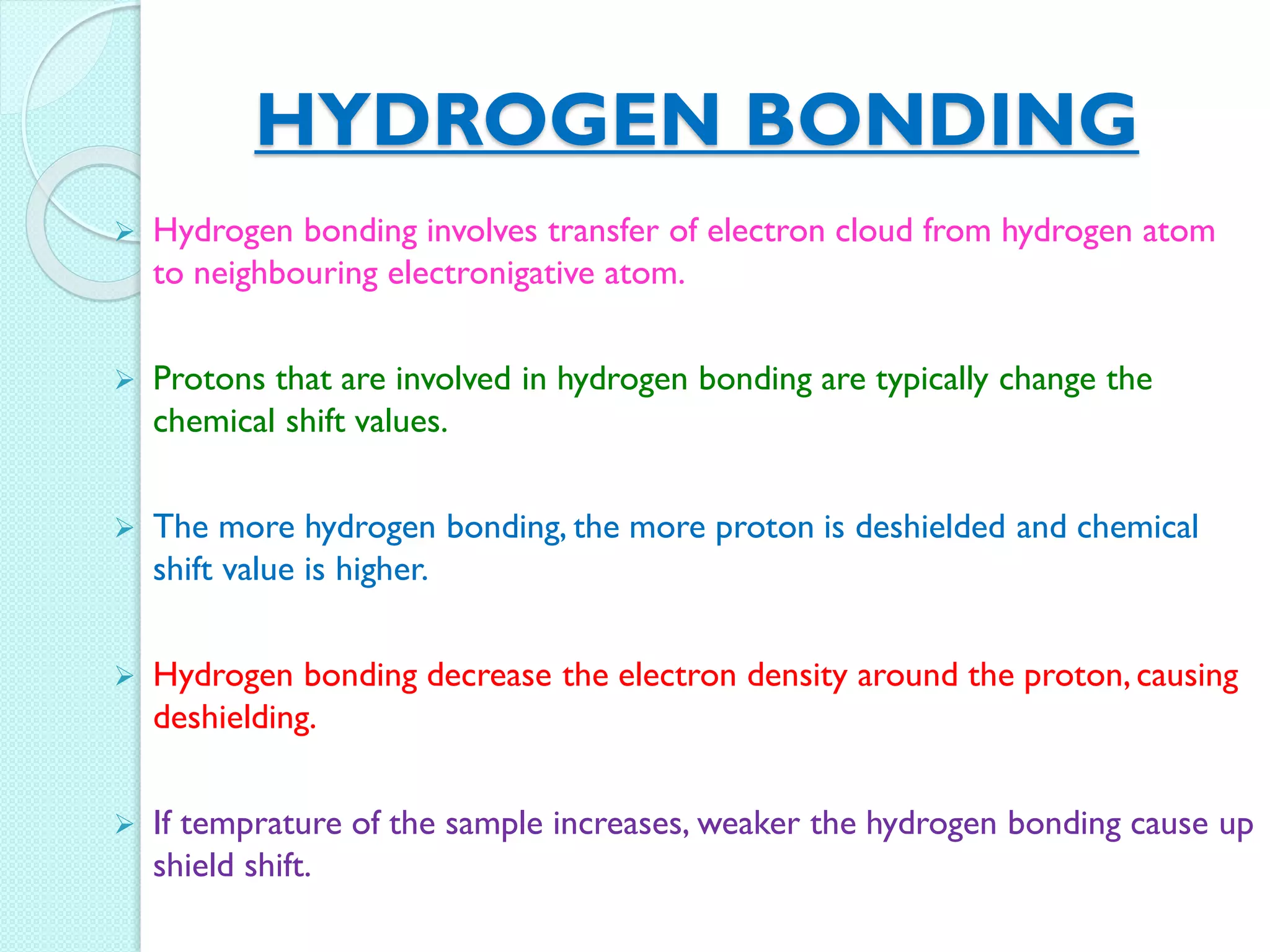 Shielding effect,effect of chemical exchange,hydrogen bonding | PDF