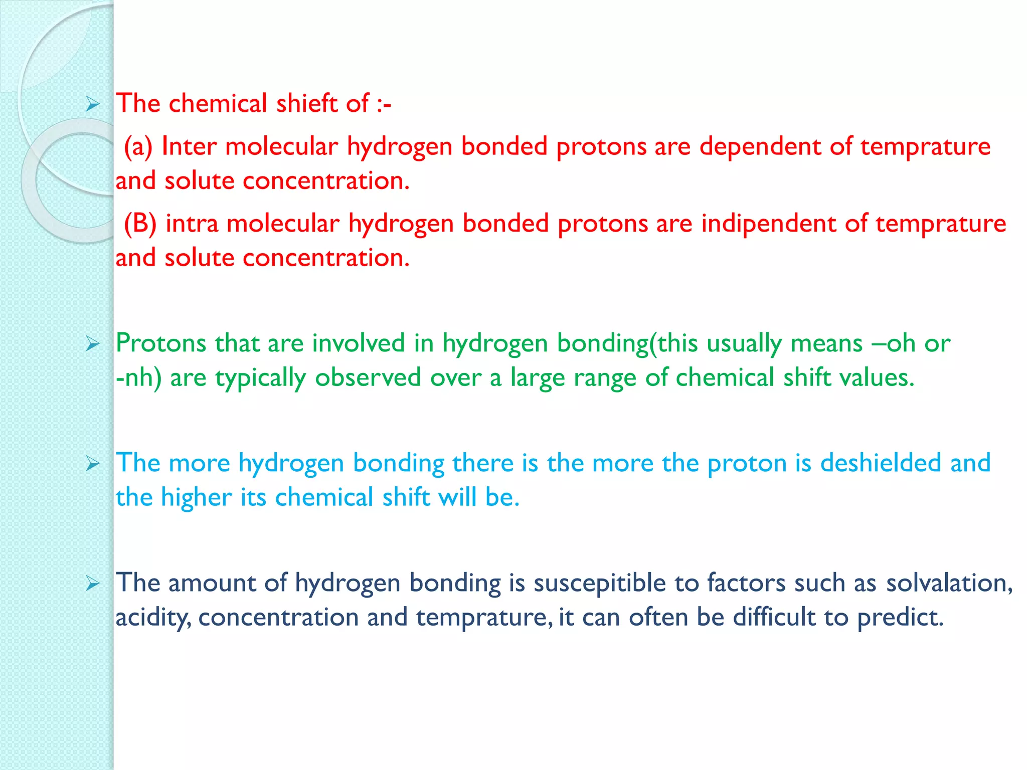 Shielding effect,effect of chemical exchange,hydrogen bonding | PDF