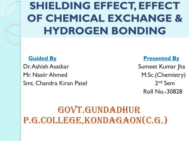 Shielding effect,effect of chemical exchange,hydrogen bonding | PDF