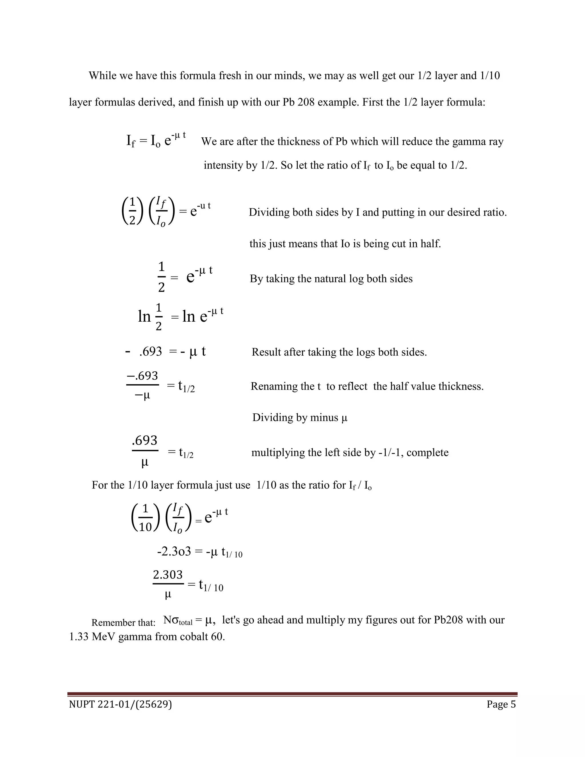Shielding Equation Derivations For X And Gamma Rays | PDF