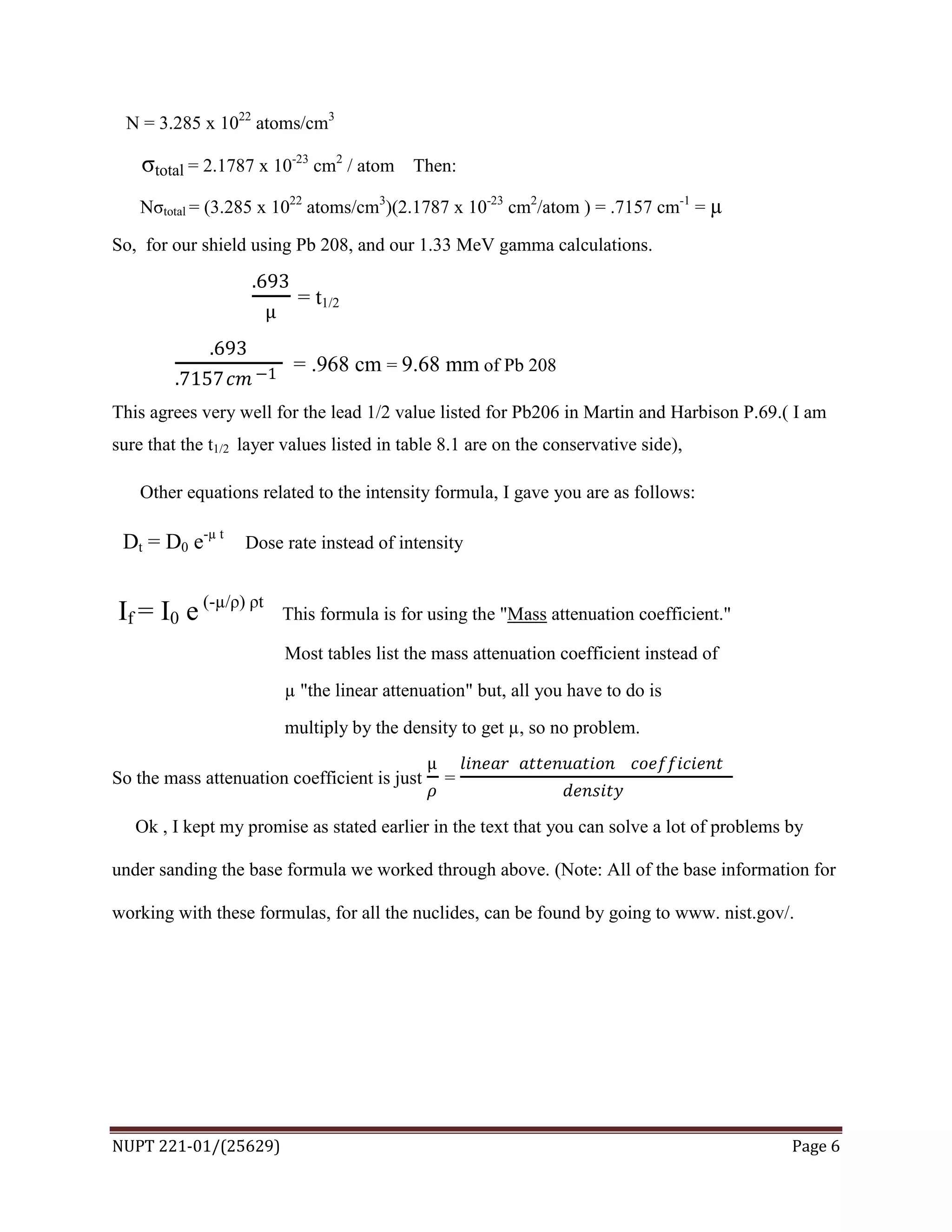 Shielding Equation Derivations For X And Gamma Rays | PDF