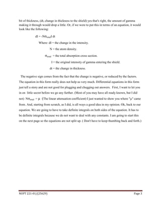 Shielding Equation Derivations For X And Gamma Rays | PDF