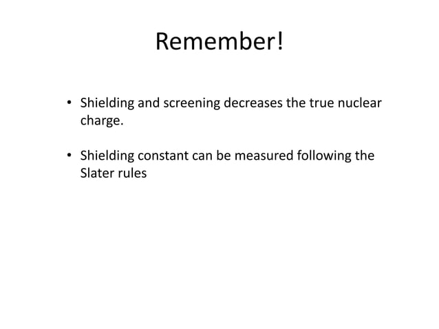 Shielding or screening effect | PPTX | Chemistry | Science