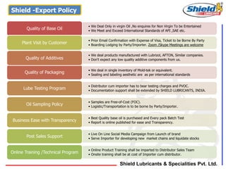 Shield lubricants corporate profile & exportpolicy | PPT