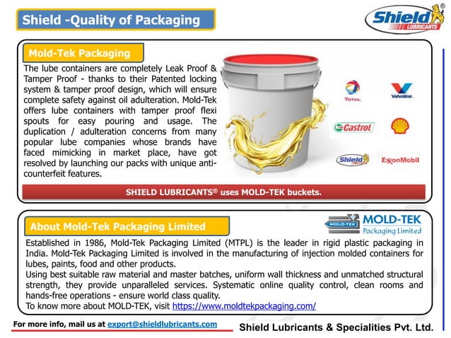 Shield lubricants corporate profile & exportpolicy | PPT