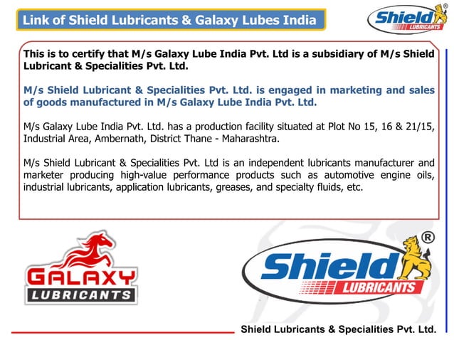 Shield lubricants corporate profile & exportpolicy | PPT