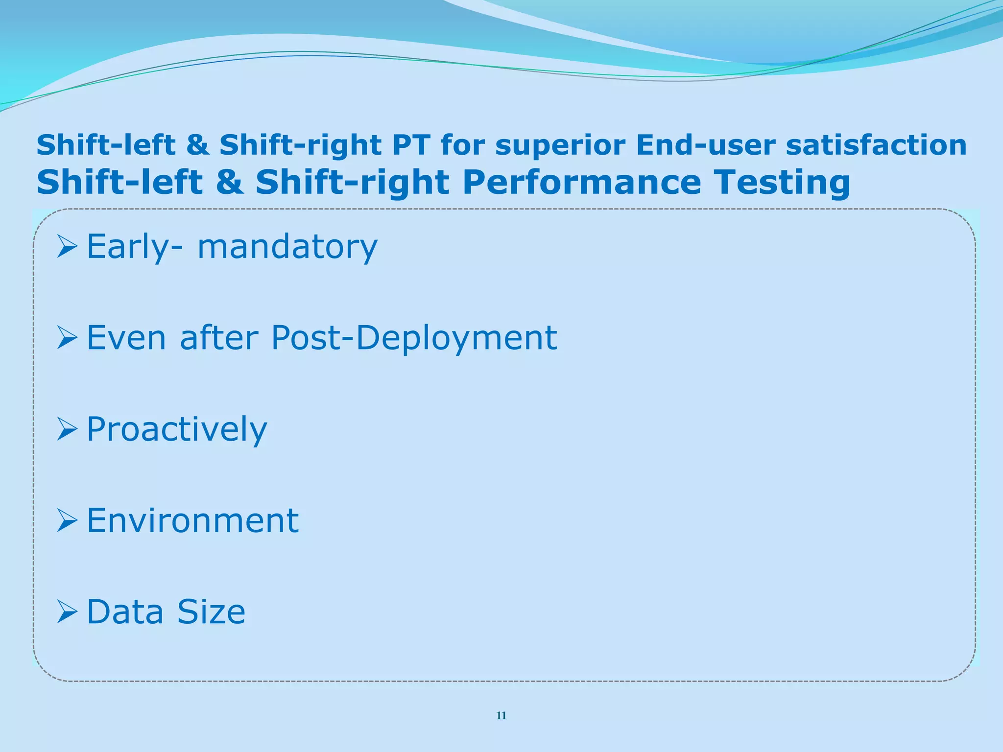 Shift left shift-right performance testing for superior end-user by ...