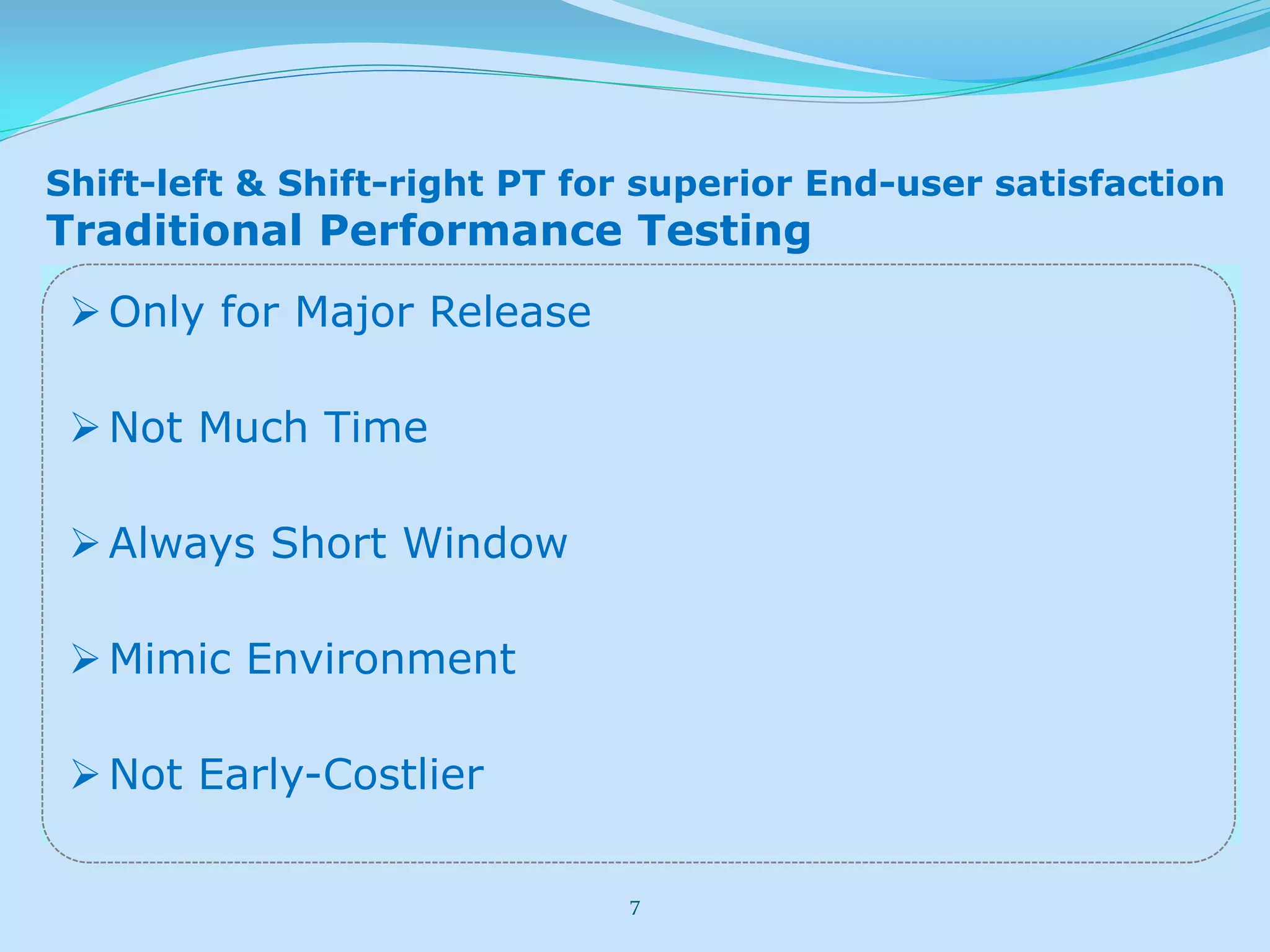 Shift left shift-right performance testing for superior end-user by ...