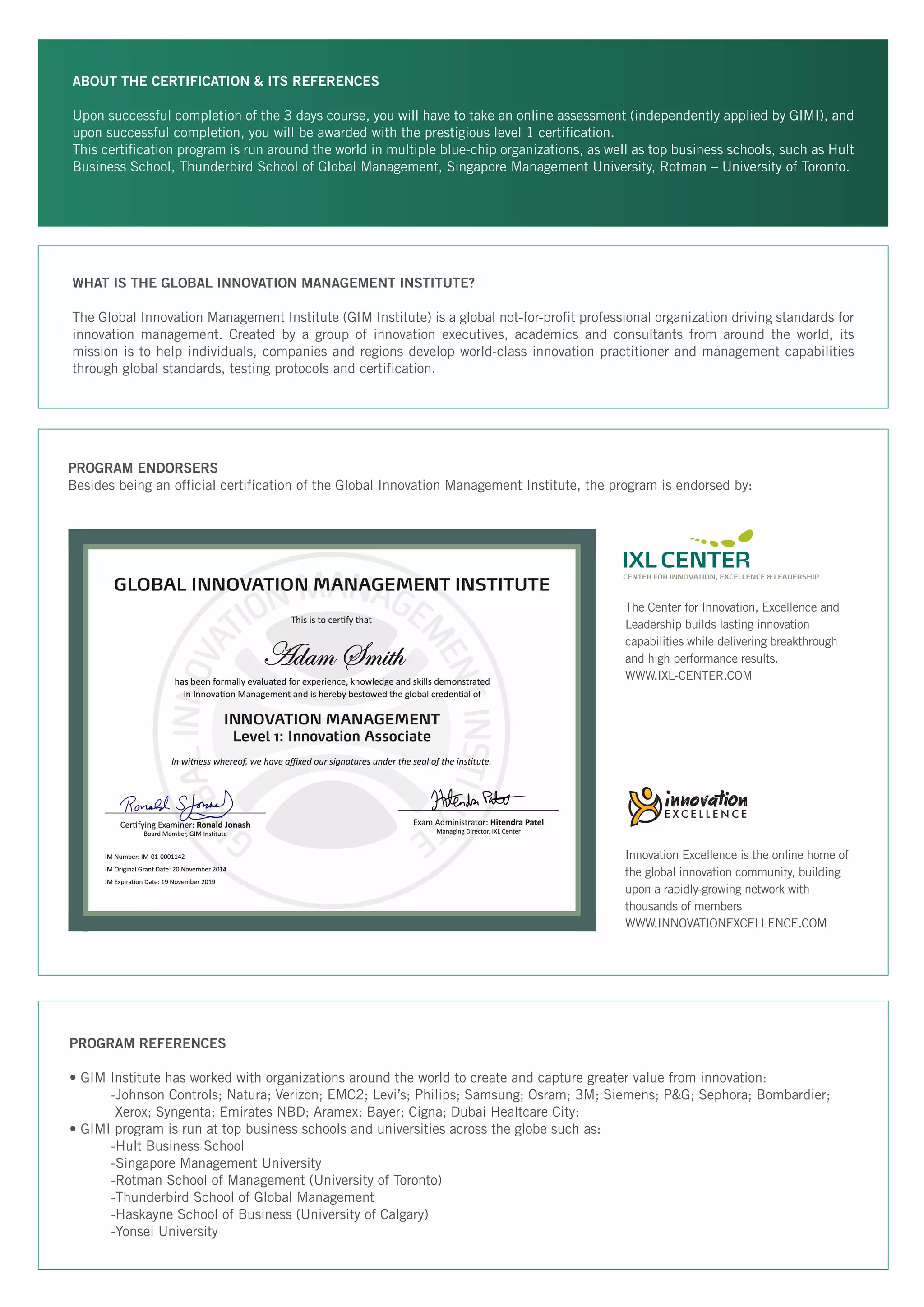 Innovation Management Certification | PDF | Business Administration ...