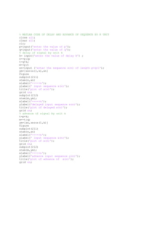 MATLAB CODE OF Shifting sequence | PDF
