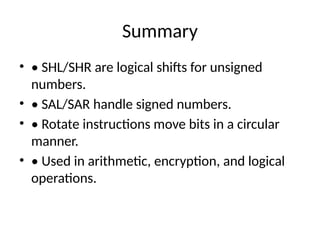 Shift_Instructions 8086 full explained hh | PPTX