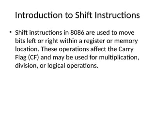 Shift_Instructions 8086 full explained hh | PPTX