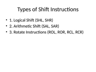 Shift_Instructions 8086 full explained hh | PPTX