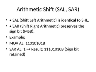 Shift_Instructions 8086 full explained hh | PPTX