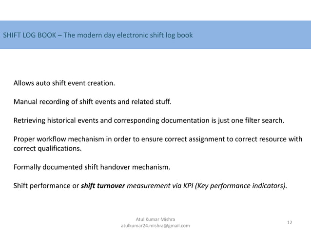 SHIFT LOG BOOK | PPT
