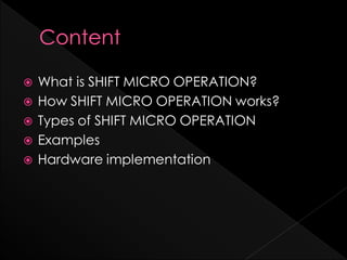 Shift micro operations & 4 bit combinational circuit shifter | PDF