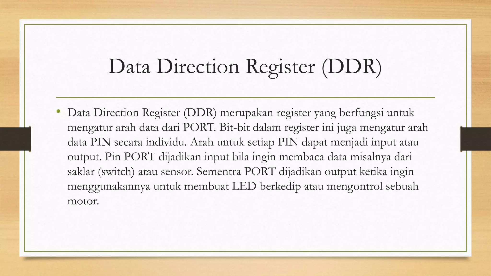Shift register dan data direction | PPTX