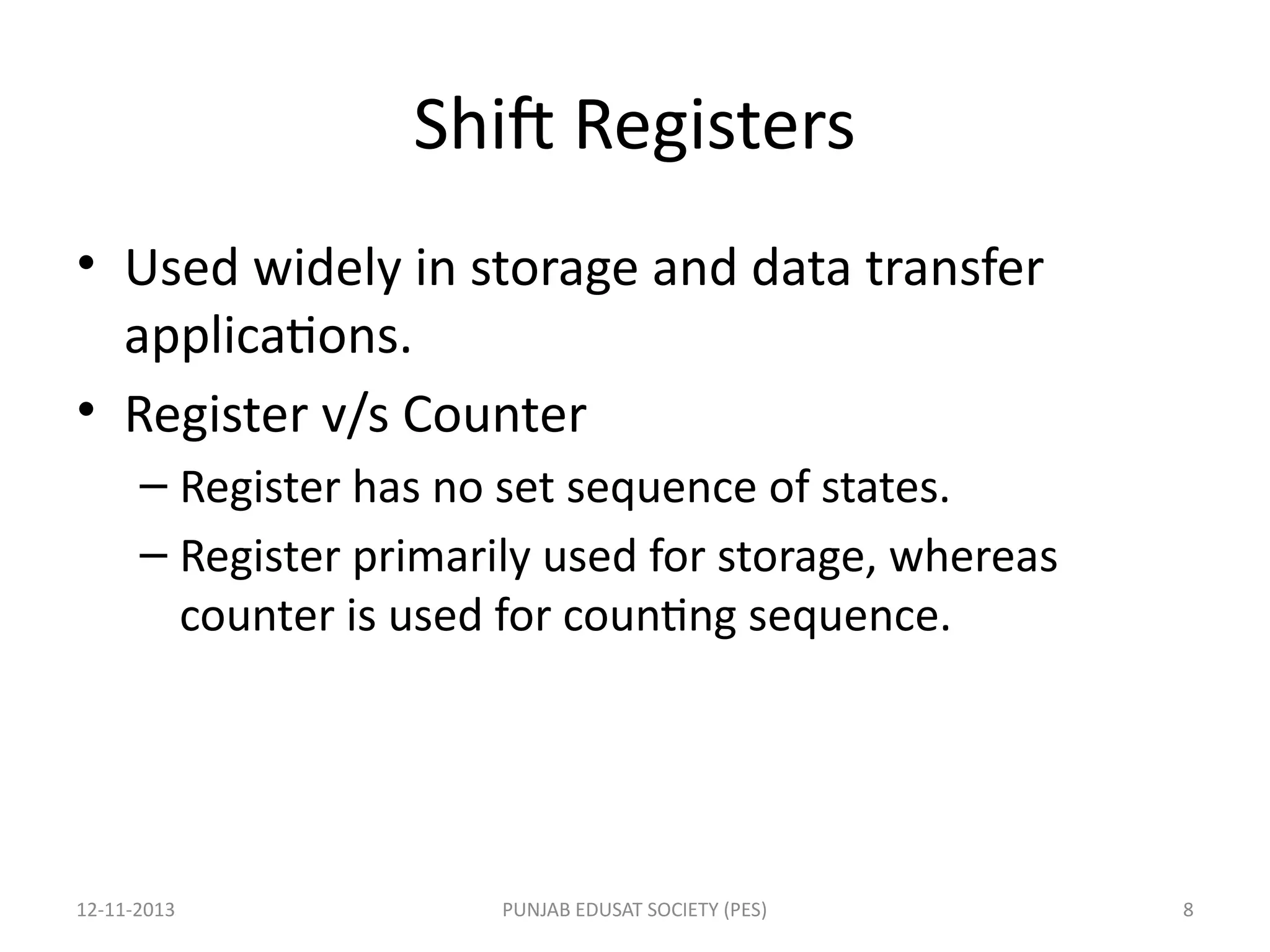 Shift Registers Lecture Slides for Polytechnic students | PPTX