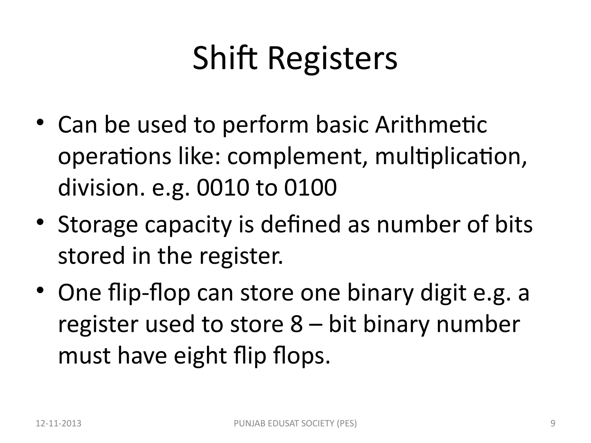Shift Registers Lecture Slides for Polytechnic students | PPTX