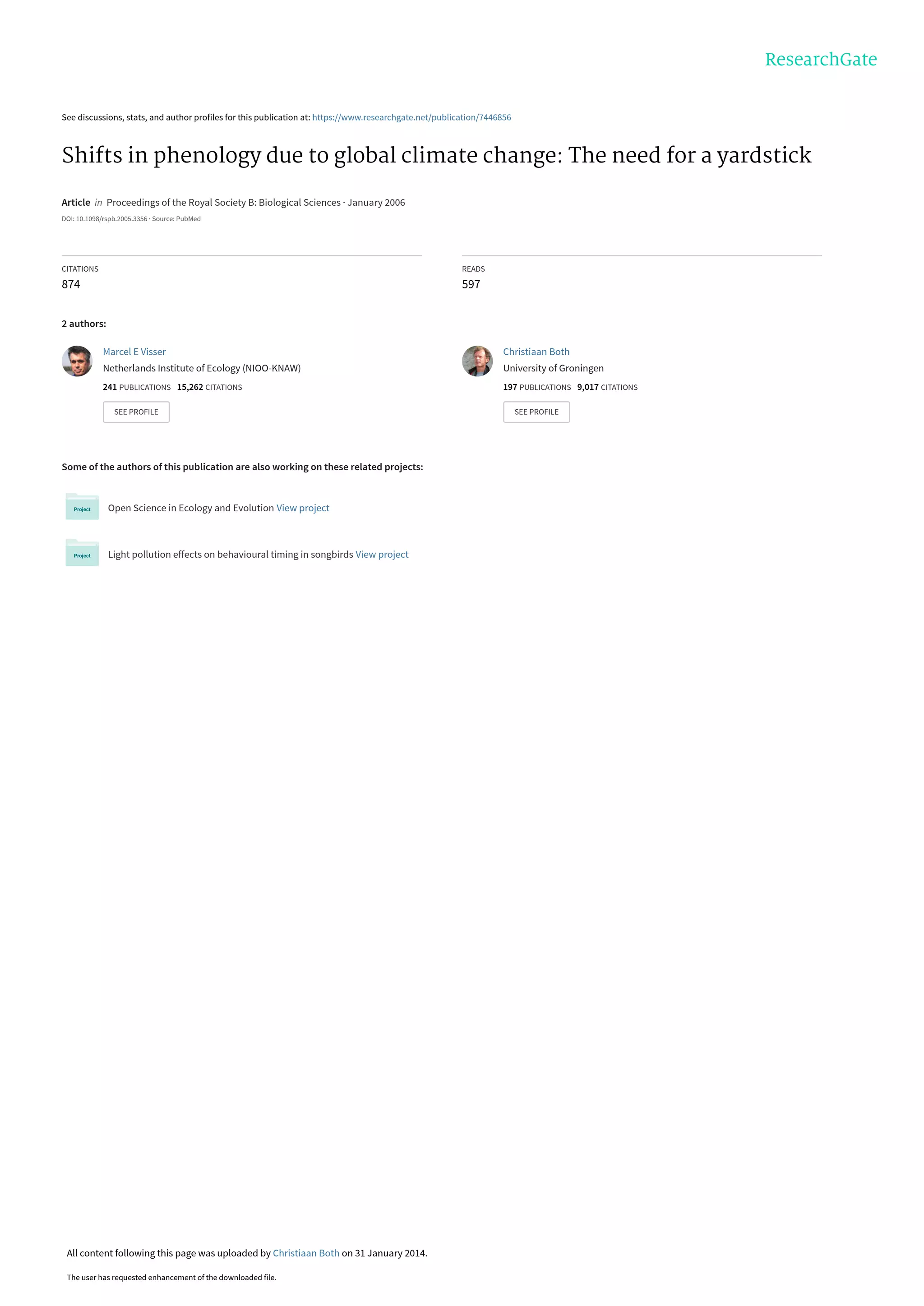 Shifts in phenology due to global climate change: The need for a ...
