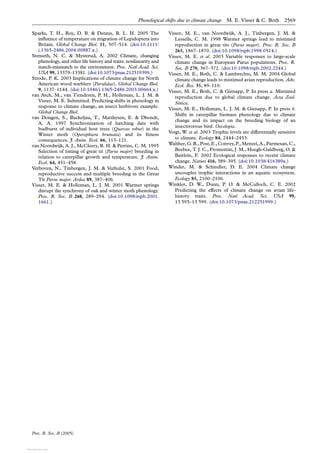 Shifts in phenology due to global climate change: The need for a ...