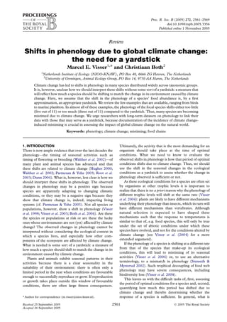 Shifts in phenology due to global climate change: The need for a ...