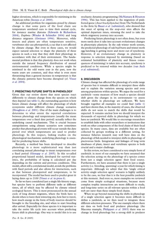 Shifts in phenology due to global climate change: The need for a ...