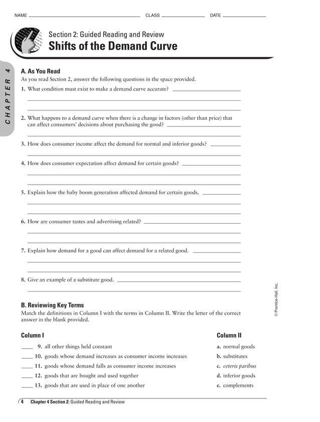 Shifts in the demand curve worksheet | PDF | Business and Finance
