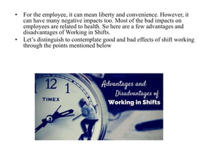 Shift work disoreder occupational health and ergonomics | PPT
