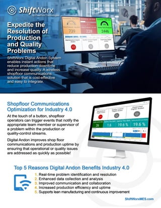 ShiftWorx MES SaaS - Digital Andon System Software Solution Brochure - FreePoint Technologies | PDF