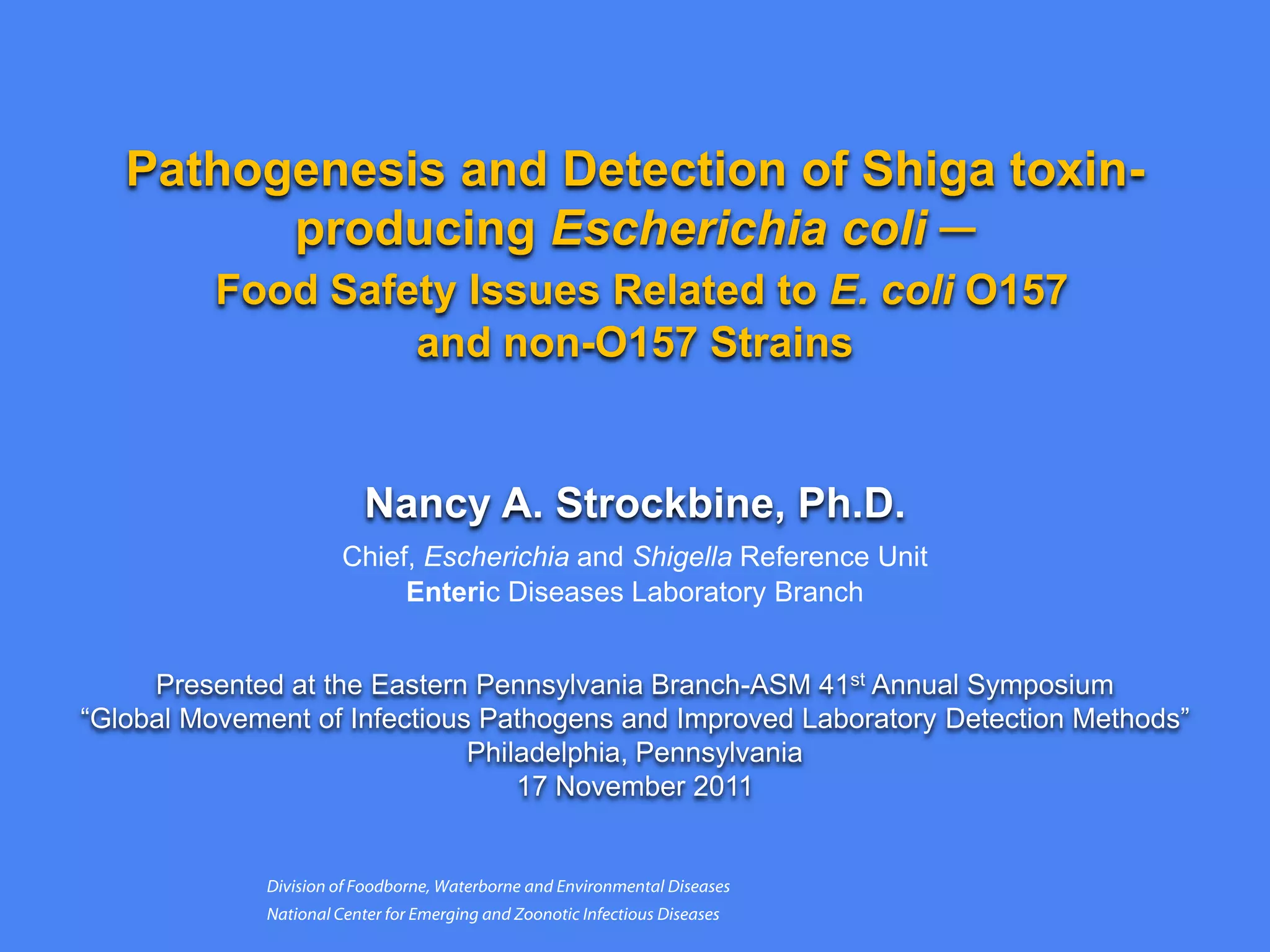 Shiga toxin Producing Escherichia coli-Nancy Strockbine PhD | PDF
