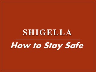 Shigella: How to Stay Safe | PPTX