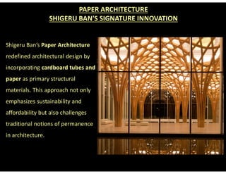 Life journey and work of Architect Shigeru Ban | PDF