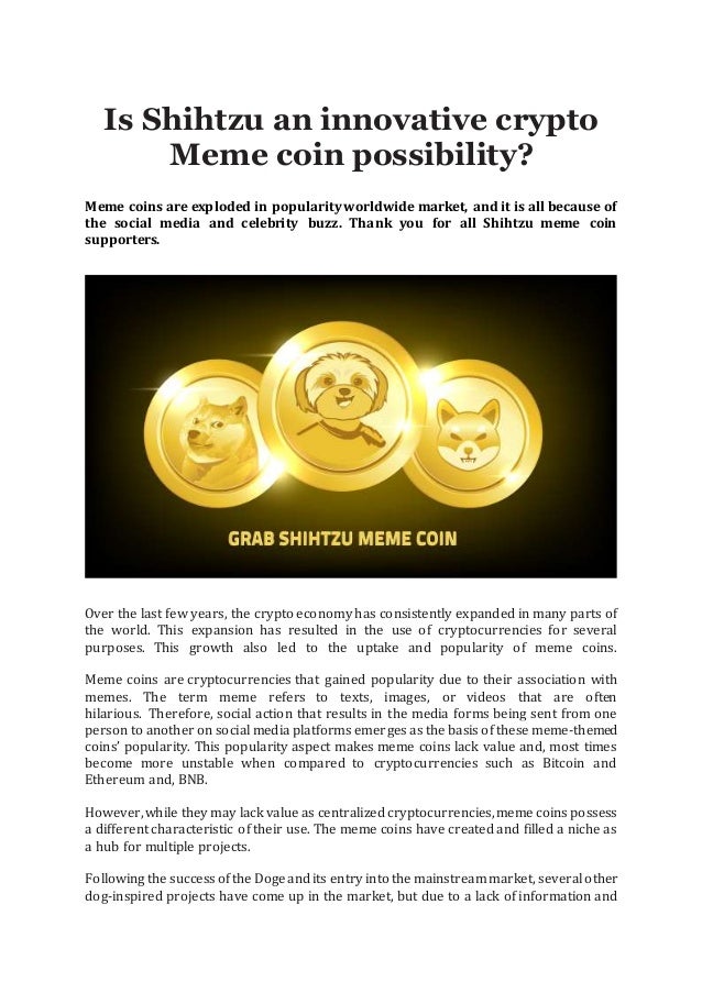 Is Shihtzu an innovative crypto Meme coin possibility? | DOCX