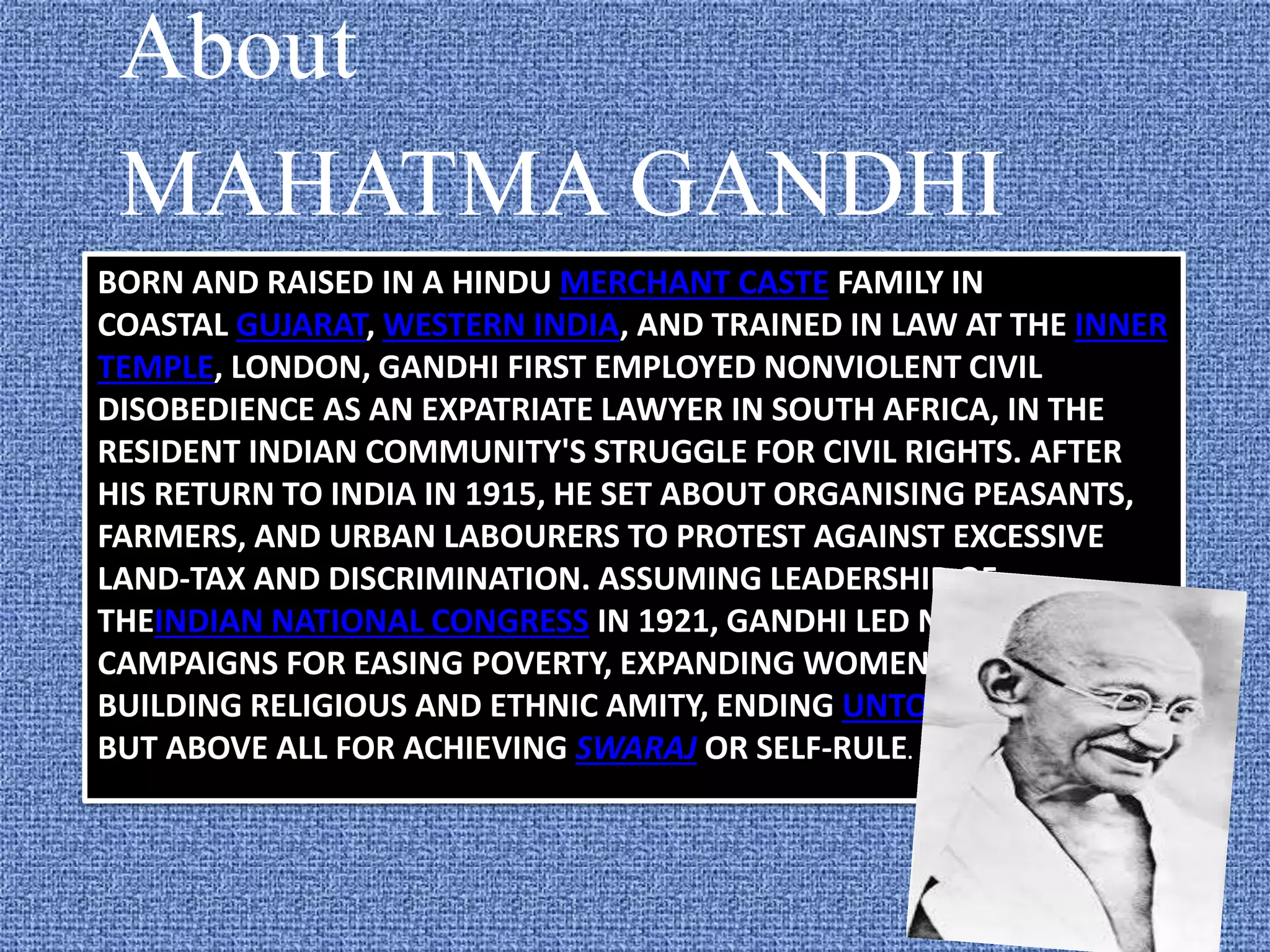 BIOGRAPHY OF NELSON MANDELA AND MAHATMA GANDHI | PPTX
