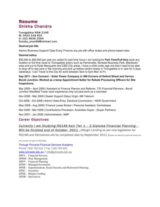 Shikha Chandra 2011 Resume | DOC