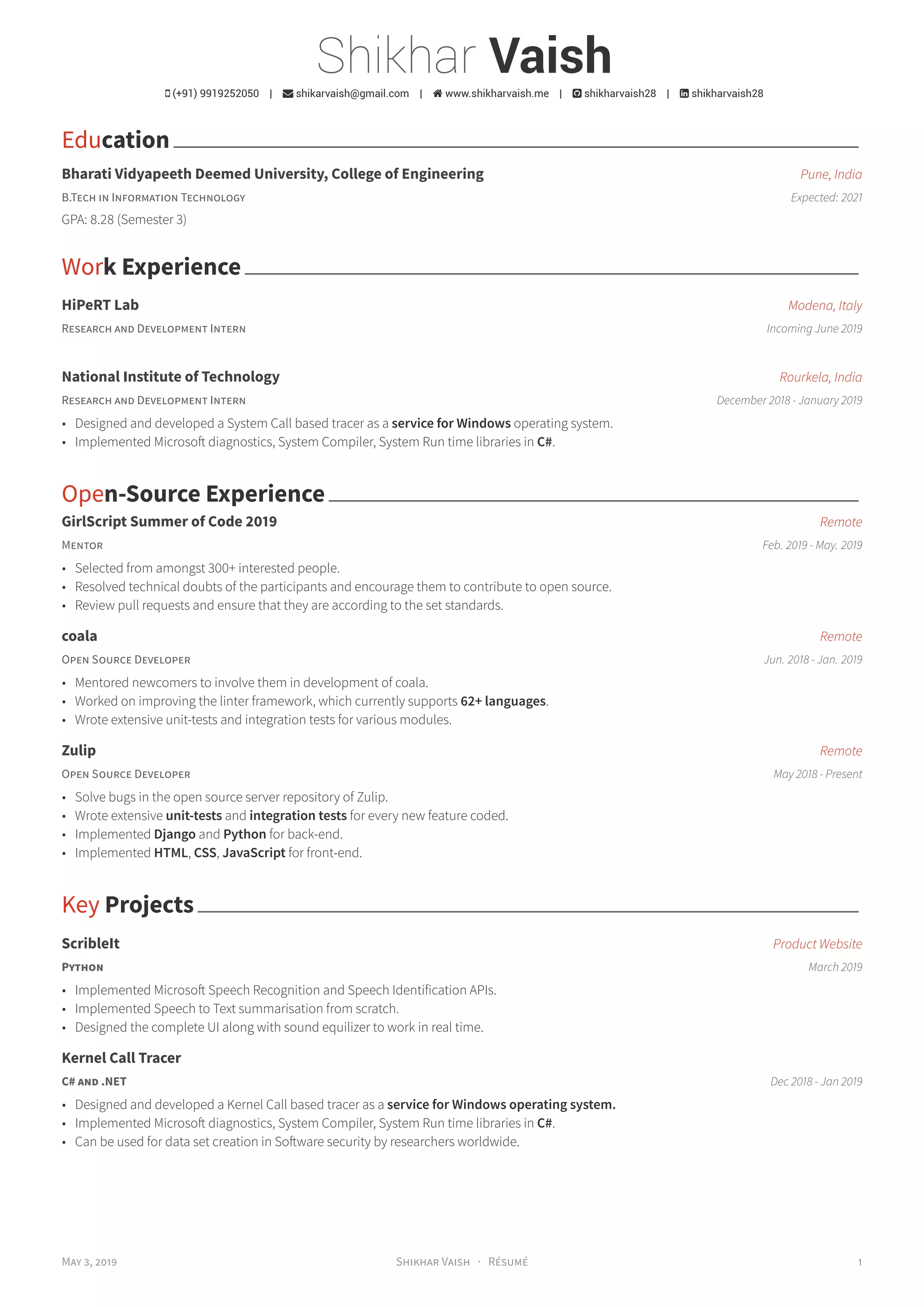 Shikhar vaish CV | PDF