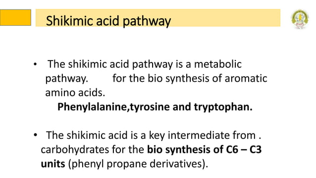Shikimic acid pathway.pptx | Chemistry | Science
