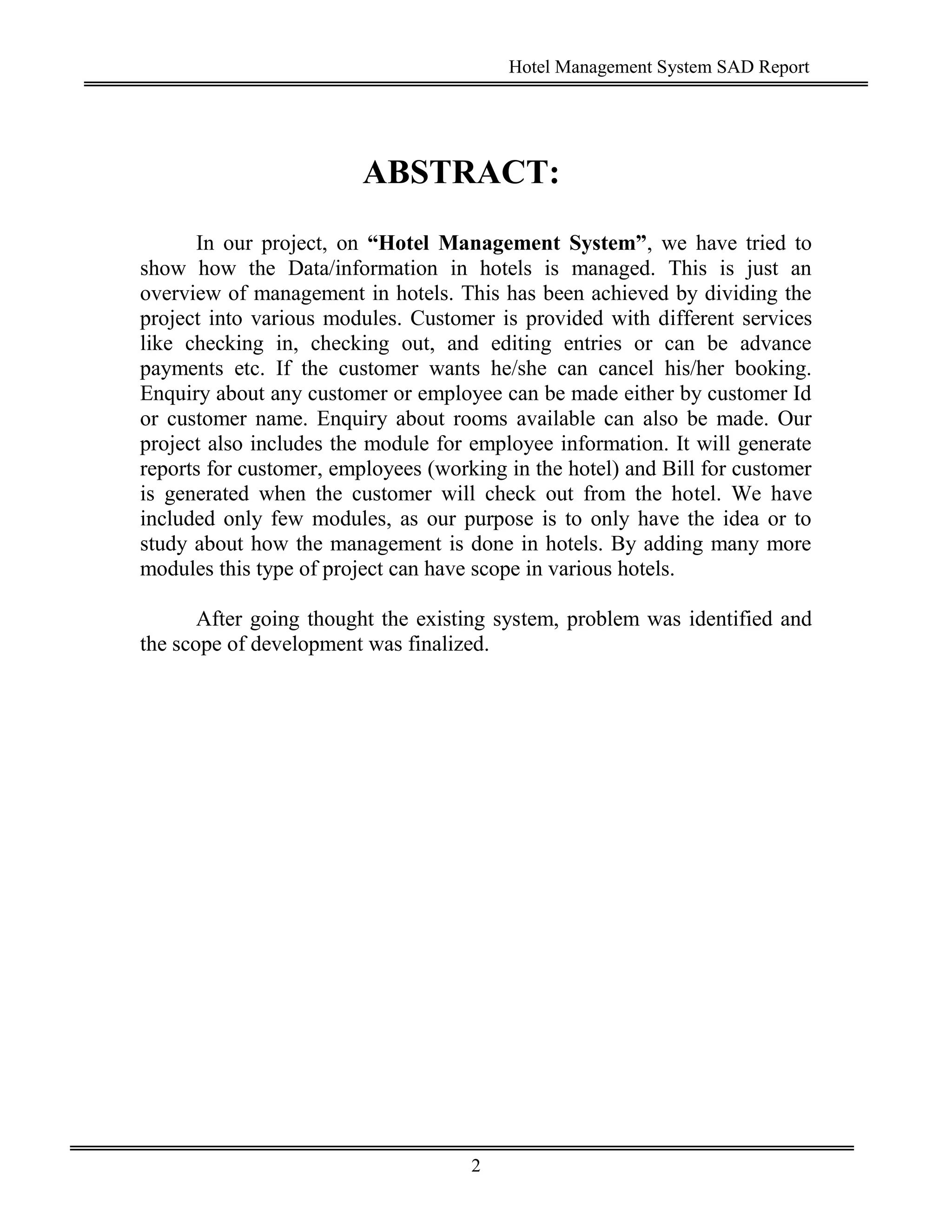 Hotel Management System | PDF