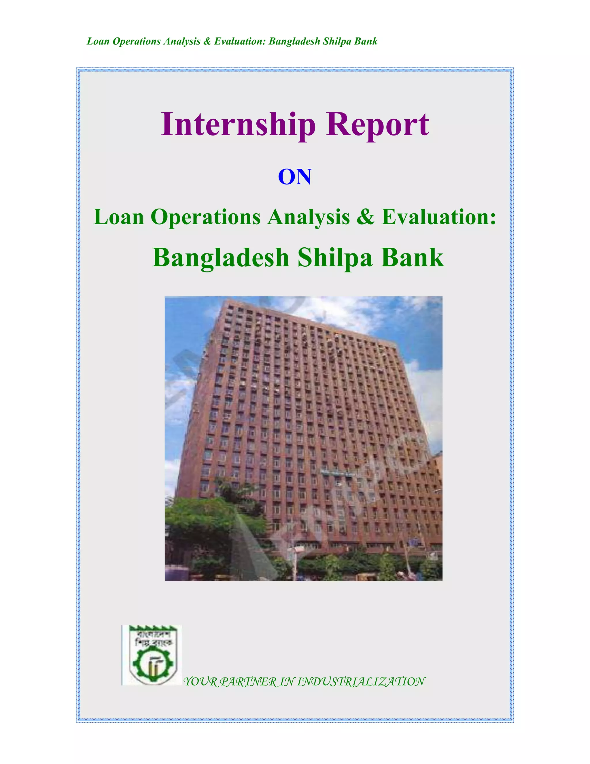 Internship report on Shilpa bank | DOC